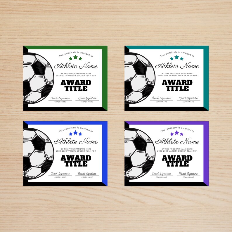 Editable Soccer Award Certificate Bundle Canva Template - Etsy