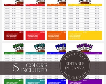 Editable Football Snack Sign up Sheet, Game Day Schedule Canva Template ...