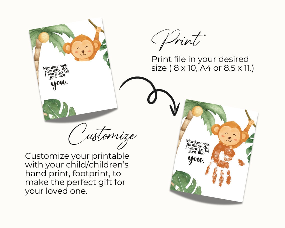 Monkey Handprint Art, Safari Baby Keepsake Craft, Monkey Footprint Art ...