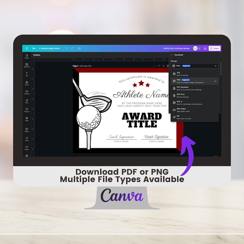 Editable Golf Awards Bundle Printable Certificate & Party Awards (canva ...