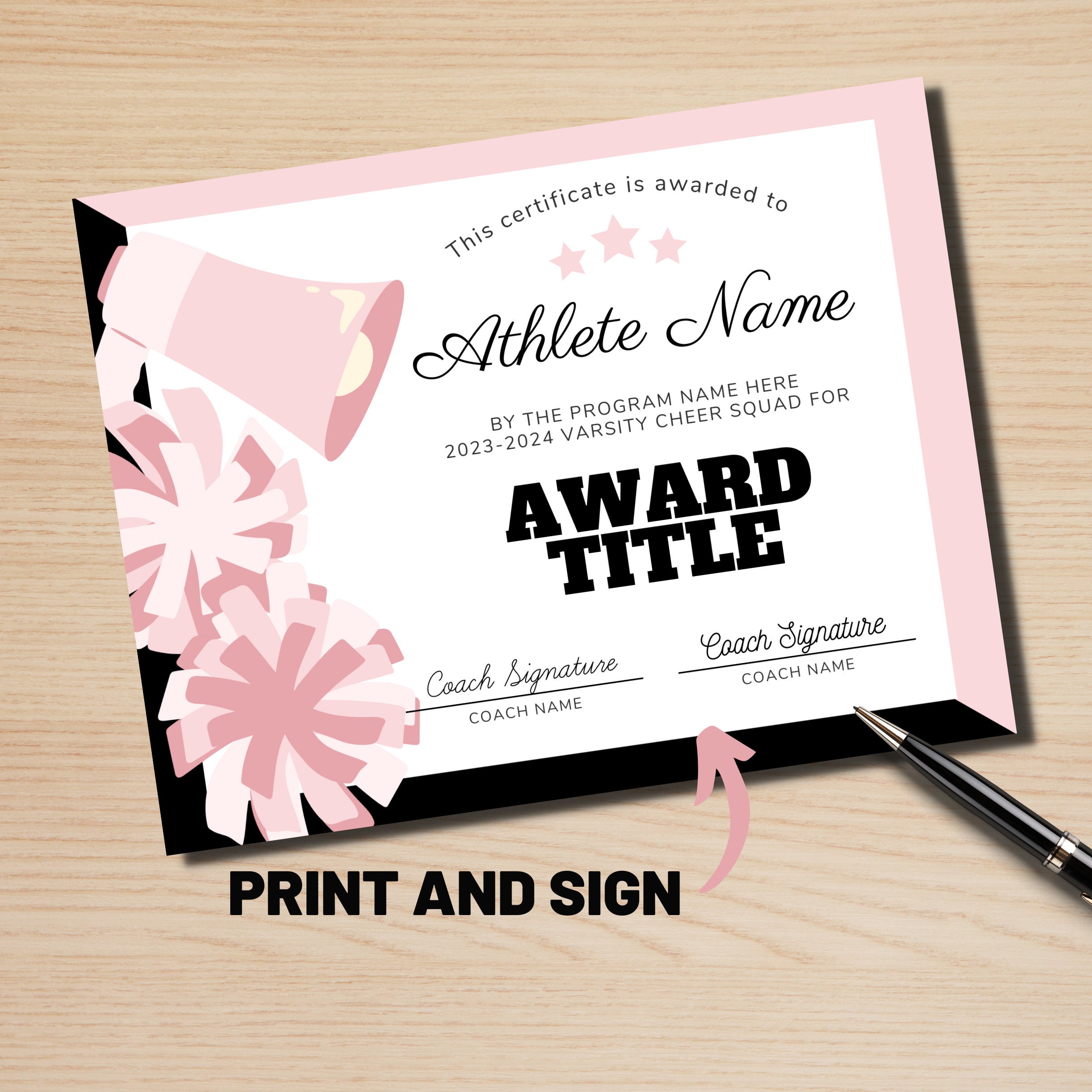 Editable Cheerleading Certificate Cheer Squad Awards - Etsy