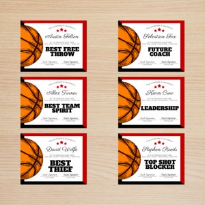 Editable Basketball Awards Printable Basketball Team Certificate Bundle ...