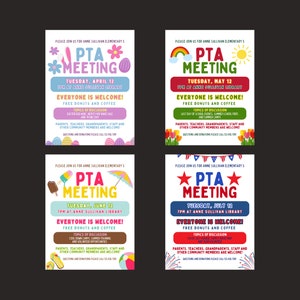 Editable PTA/PTO Meeting Flyer Bundle School Event Template (canva PDF ...