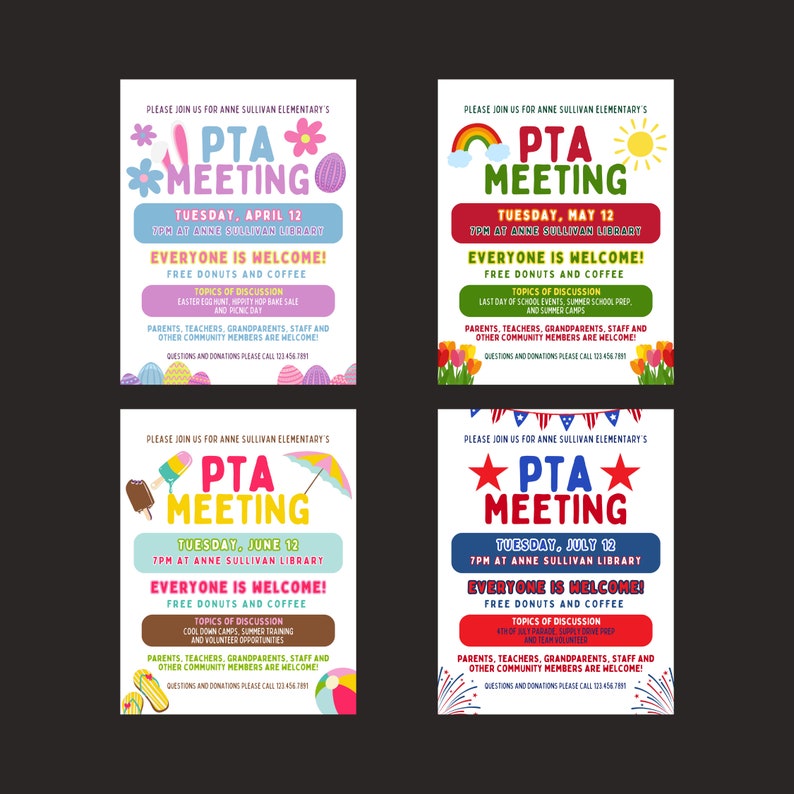 Editable Seasonal PTA PTO Meetings Flyer Bundle Canva Template - Etsy Editable Seasonal PTA PTO Meetings Flyer Bundle Canva Template - Etsy