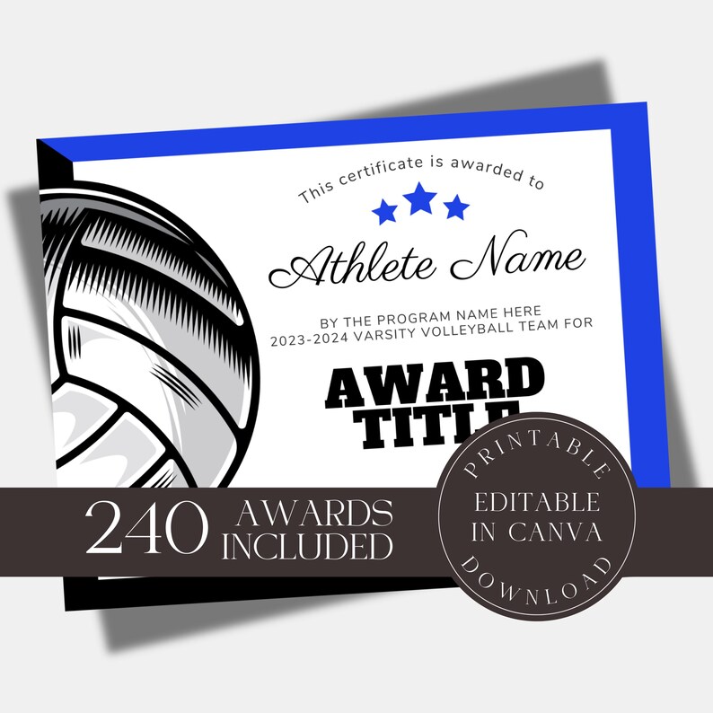 Editable Volleyball Awards Template, Custom Volleyball Award ...