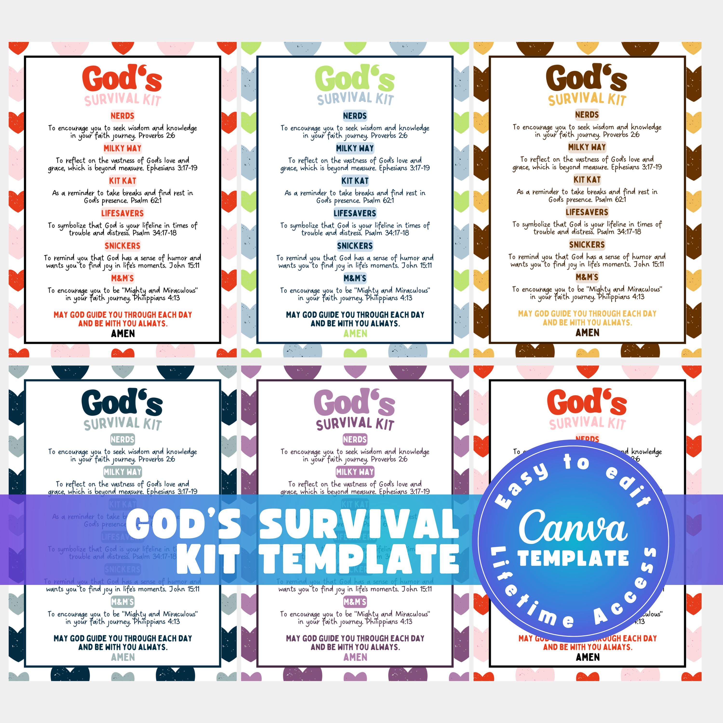 Editable God's Survival Kit Template, Church Survival Printable, VBS ...