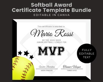 End of Season Football Awards Editable Certificate Printable - Etsy