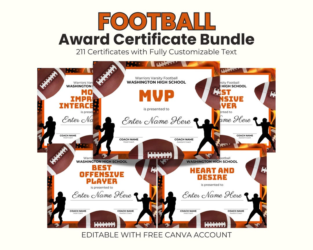 Editable Football Award Certificate, Football Award Ceremony ...