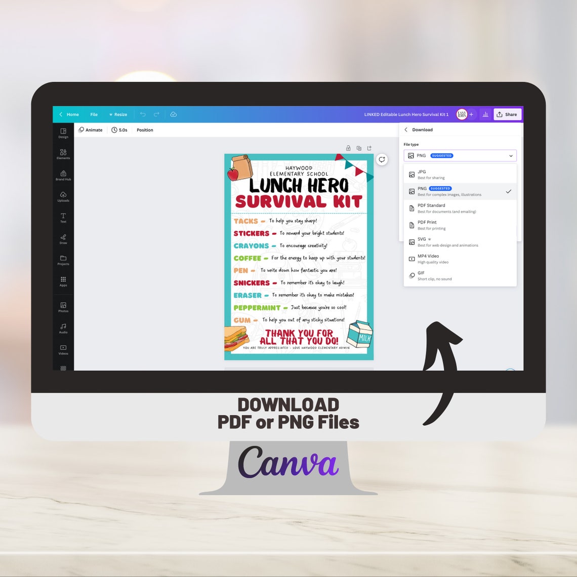 Editable Lunch Hero Survival Kit Back to School Lunchroom - Etsy