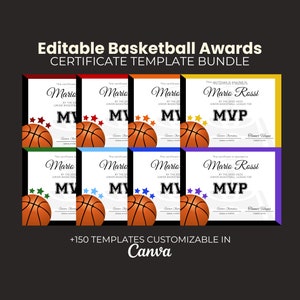 End of Season Basketball Awards, Editable Basketball Award Certificate ...