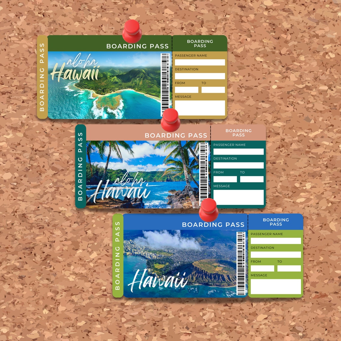 Editable Boarding Pass Hawaii Vacation Printable Ticket - Etsy