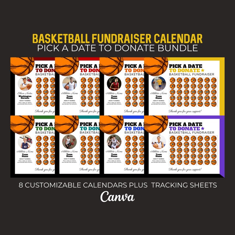 Editable Basketball Fundraiser Calendar Bball Raffle - Etsy