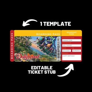 Editable Dollywood Boarding Pass Template Surprise Vacation Ticket ...