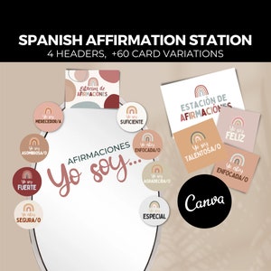 Editable Boho Rainbow Spanish Affirmation Station Spanish Classroom ...
