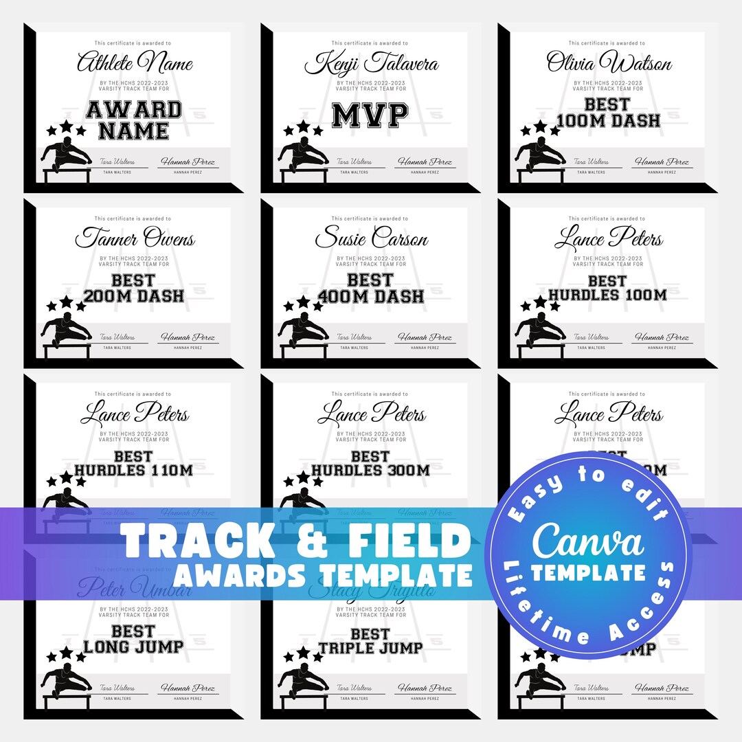 Editable Track and Field Awards Template, Custom Running Award ...