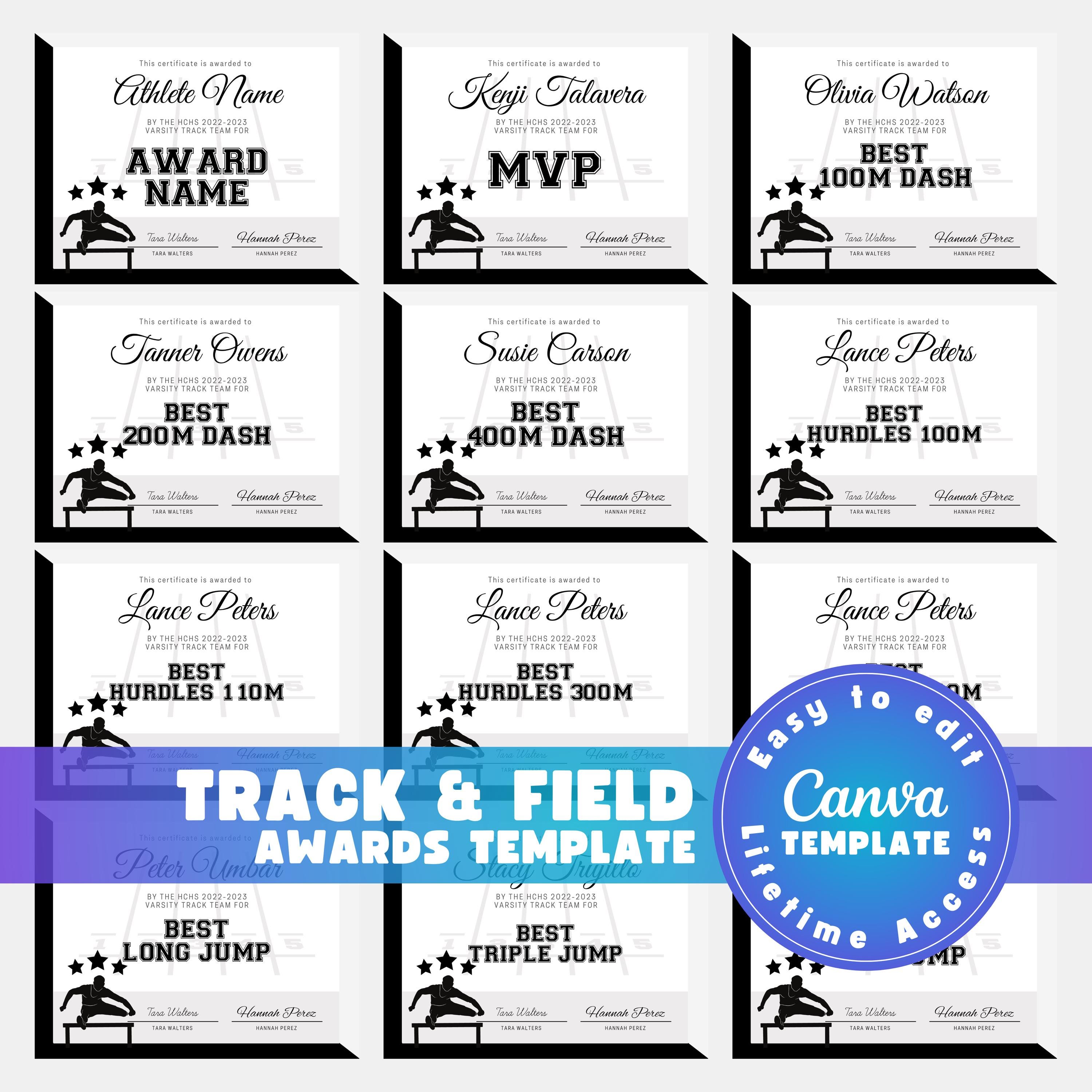 Editable Track and Field Awards Template, Custom Running Award ...