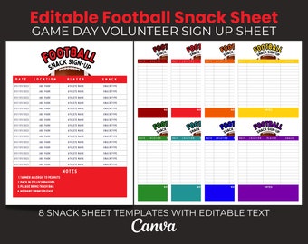 Editable Soccer Snack Sign up Sheet, Game Day Schedule Canva Template ...