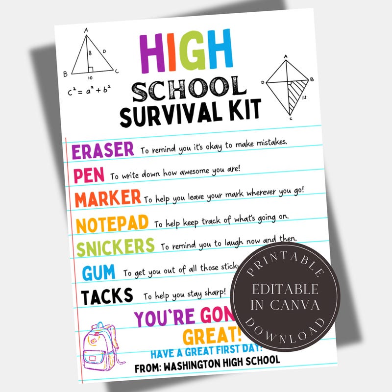 High School Survival Kit - Etsy
