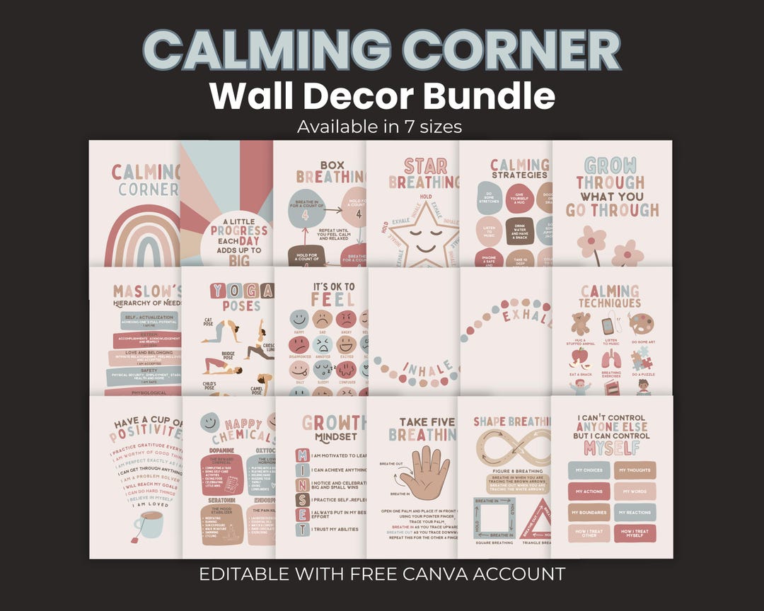 Calm Down Corner Posters 40 Signs Kit Calming Decor Print Counselor ...