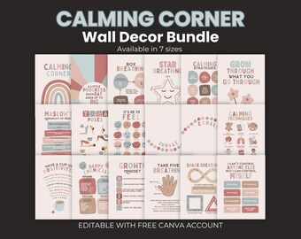10 Calm Down Corner Posters Sign Kit Calming Decor Print Counselor ...