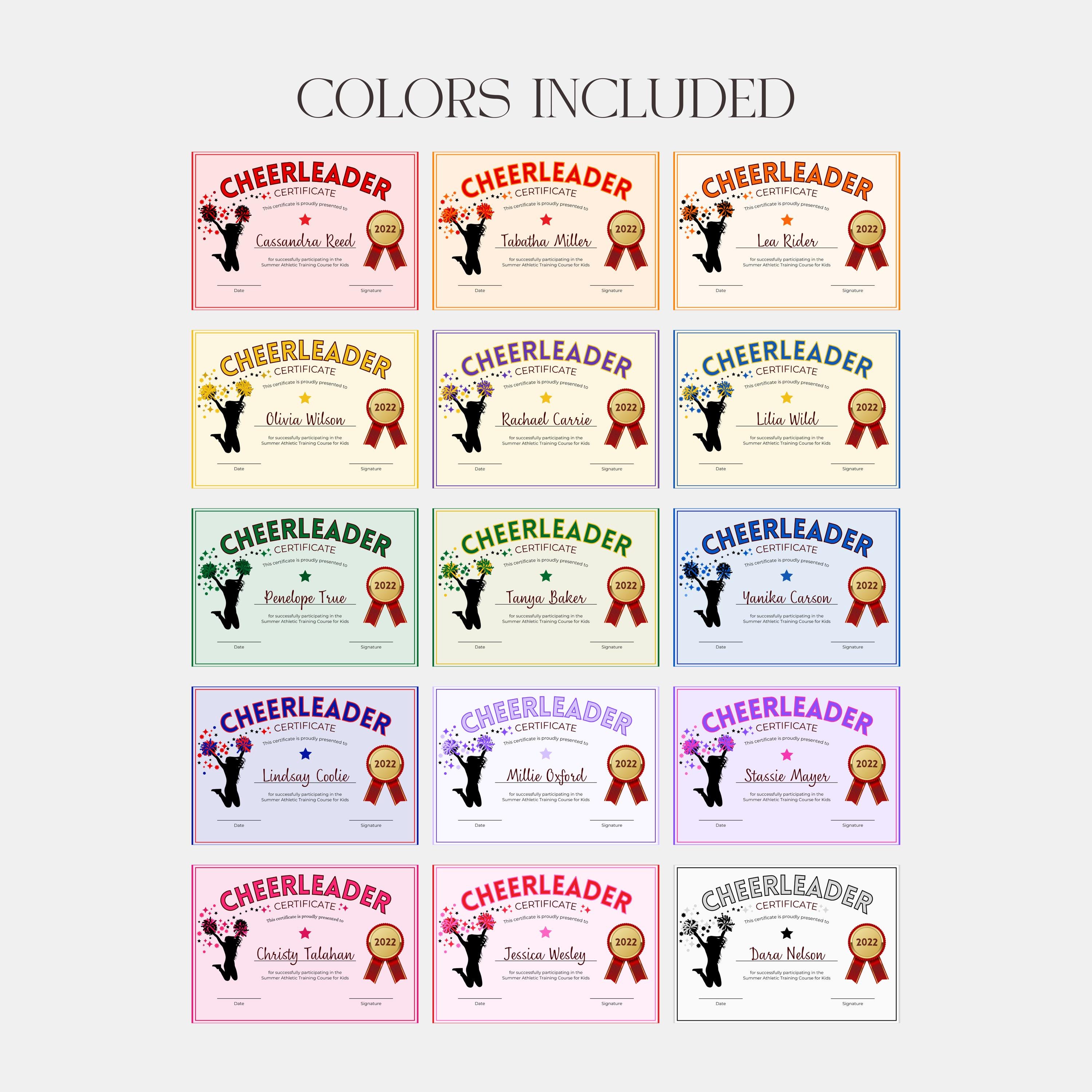 Editable Cheerleading Awards Template, Custom Cheer Award Certificates ...