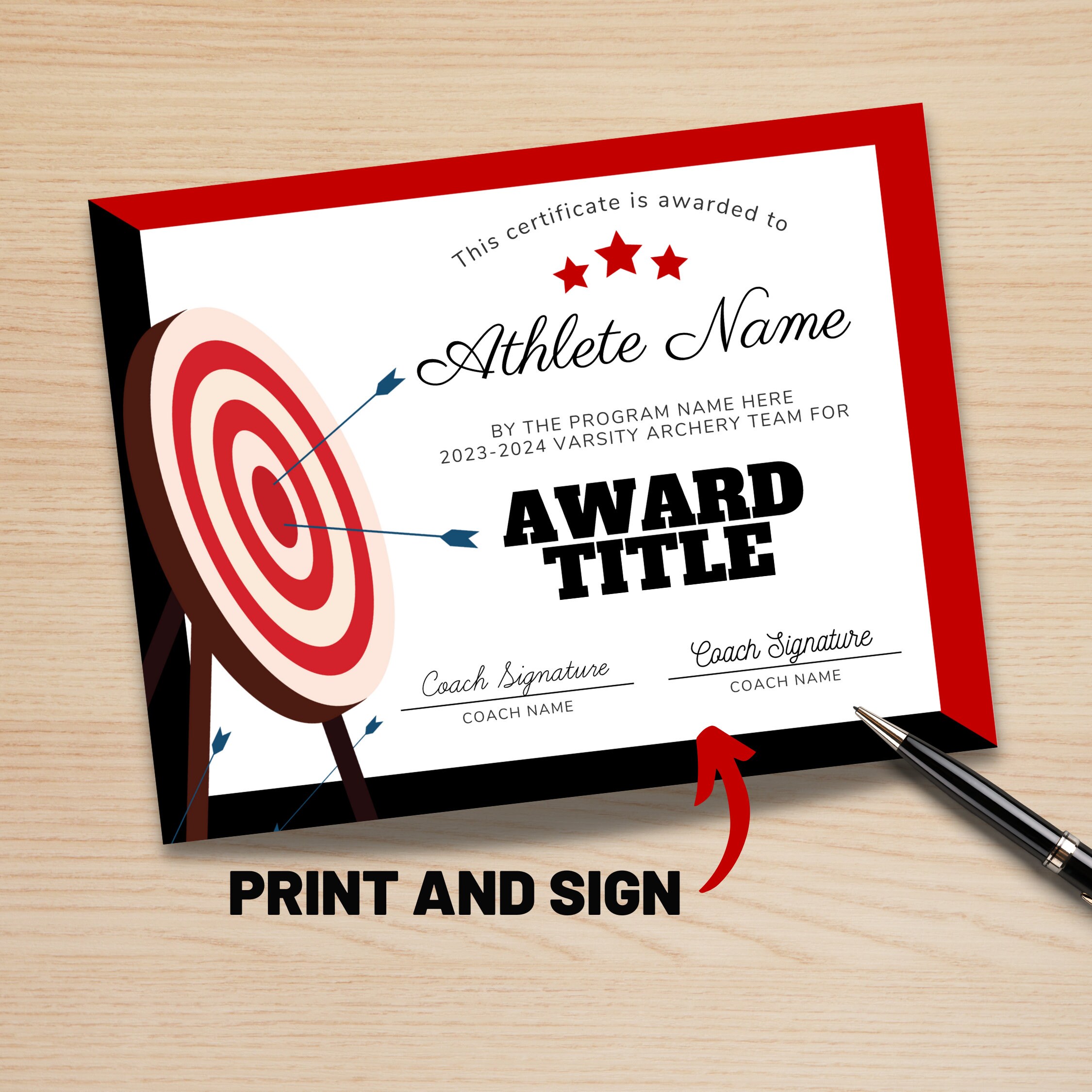 Editable Archery Team Certificate Archery Awards Printable - Etsy