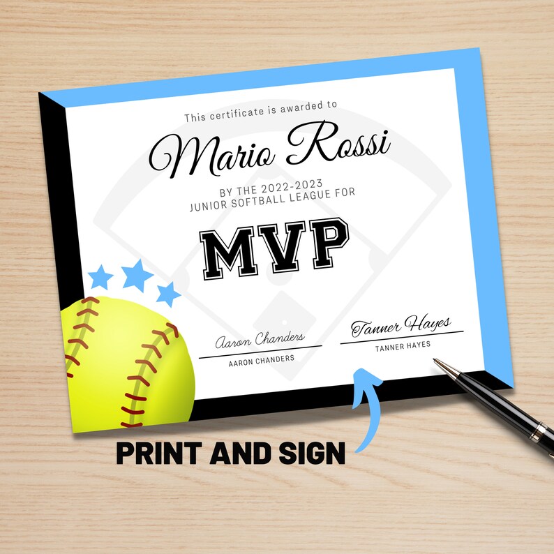 Editable Softball Award Certificate Bundle Editable Canva - Etsy
