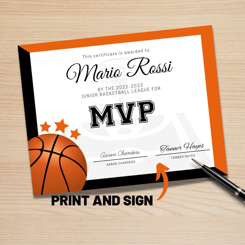Editable Basketball Awards Template, Custom Bball Award Certificates ...