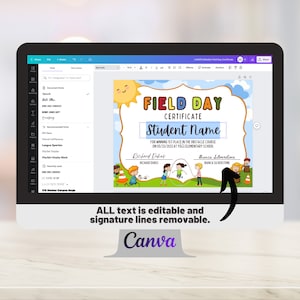 Editable School Field Day Certificate Elementary Classroom Award ...