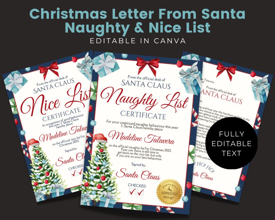 Editable Letter From Santa Bundle Christmas Nice List - Etsy UK
