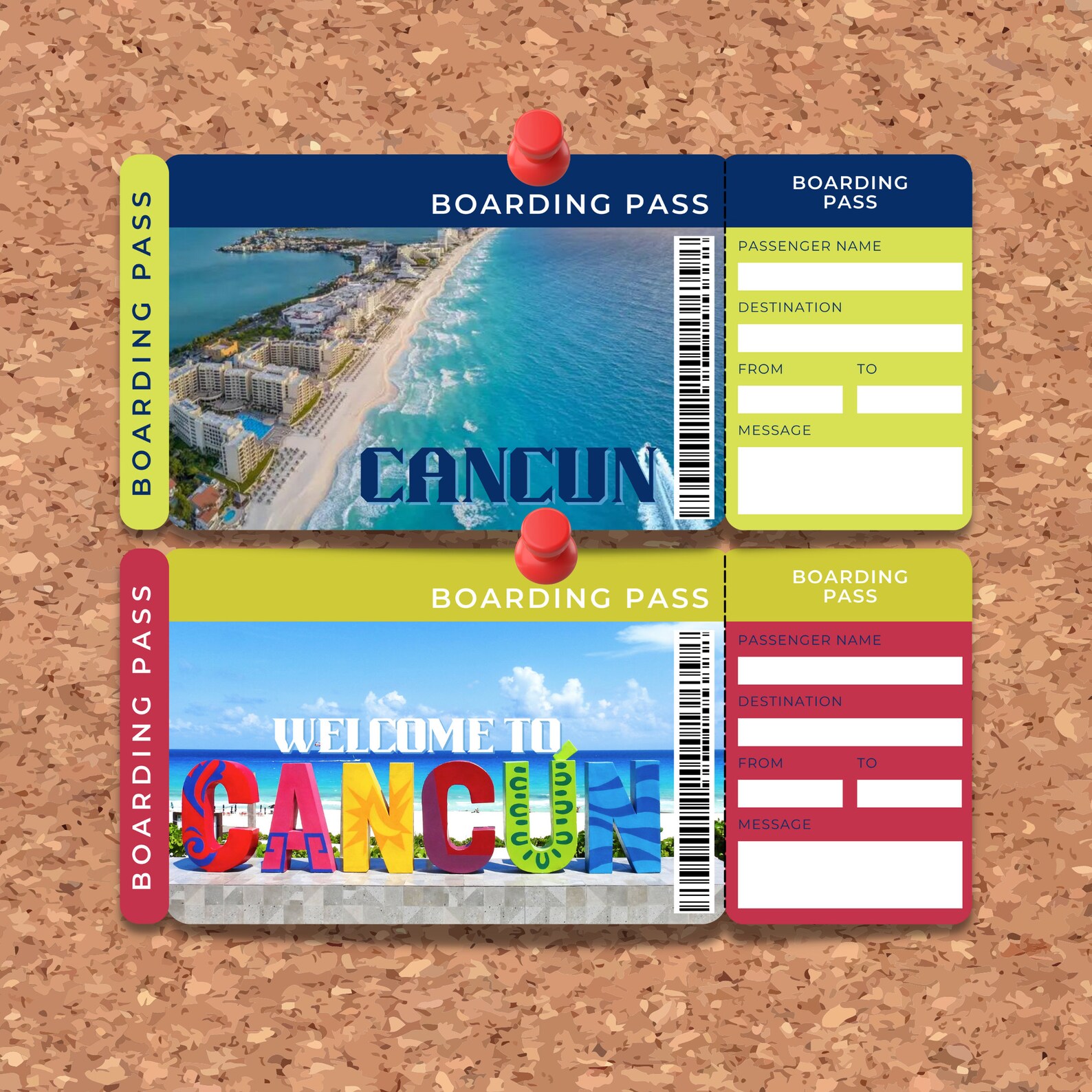 Editable Cancun Vacation Boarding Pass Template Surprise Trip Ticket ...