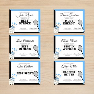 End of Season Badminton Certificate Bundle, Editable Badminton Award, Canva Printable ...