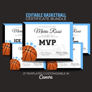 End of Season Basketball Awards, Editable Basketball Award Certificate ...