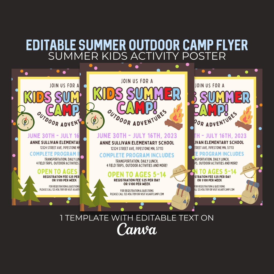 Editable Summer Outdoor Camp Flyer Template School Summer - Etsy