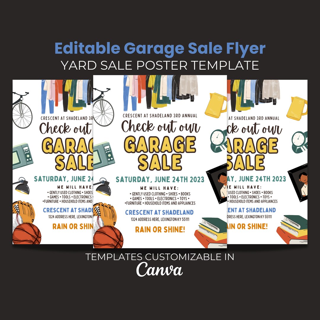 Editable Yard Sale Flyer, Garage Sale Flyer, Neighborhood Yard Sale ...
