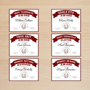 Editable Baseball Award Certificate Bundle, Editable Canva Template ...