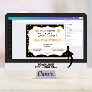 Editable School Certificate Star Student Elementary Classroom Award ...