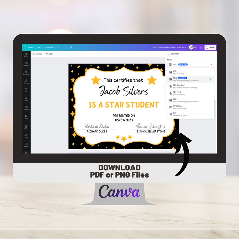 Editable School Certificate Star Student Elementary Classroom Award ...