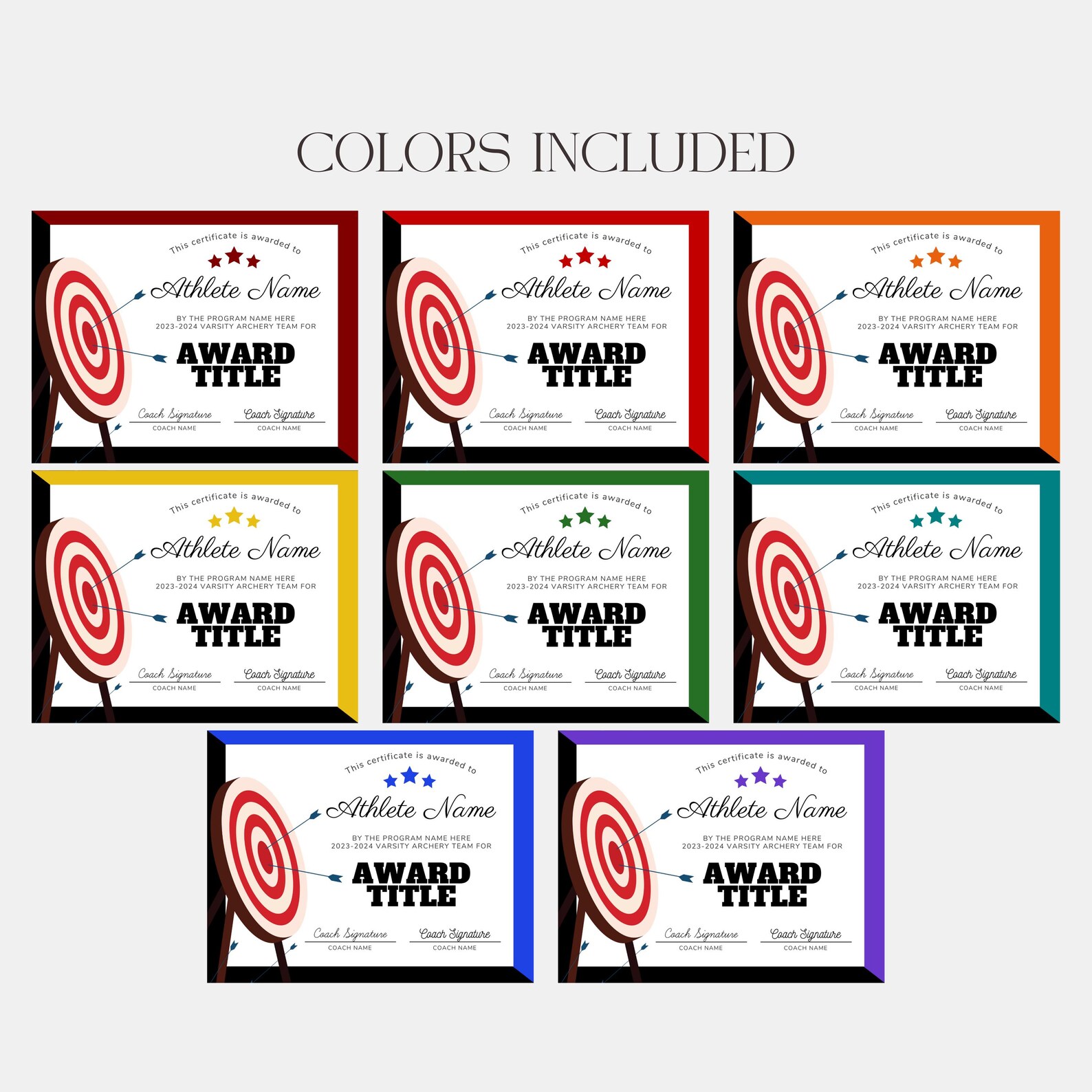 Archery Team Award Certificate Template Printable, Editable Canva ...