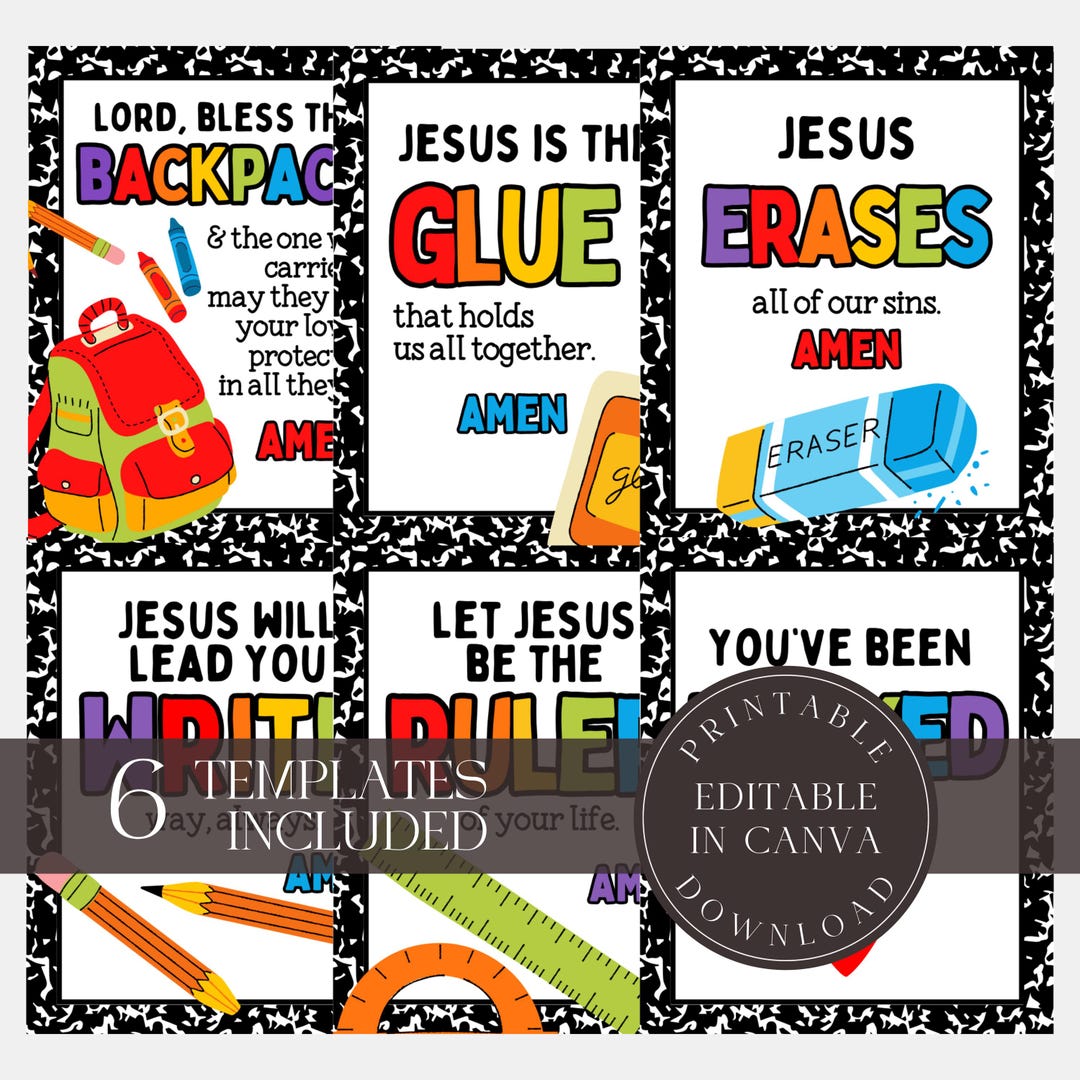 Editable Backpack Prayer Tags School Supplies Tags Supplies Prayer Tags ...