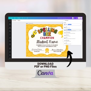 Editable Spelling Bee Certificates Spelling Bee Printable Certificates ...