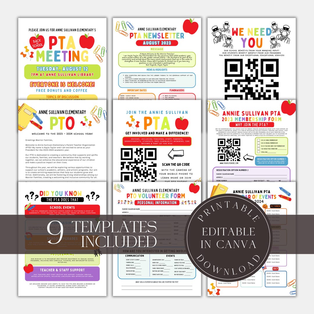 Editable PTA / PTO Bundle With Recruitment Flyers Newsletter Calendar ...