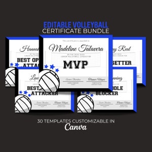 End of Season Volleyball Awards Bundle, Editable Volleyball ...