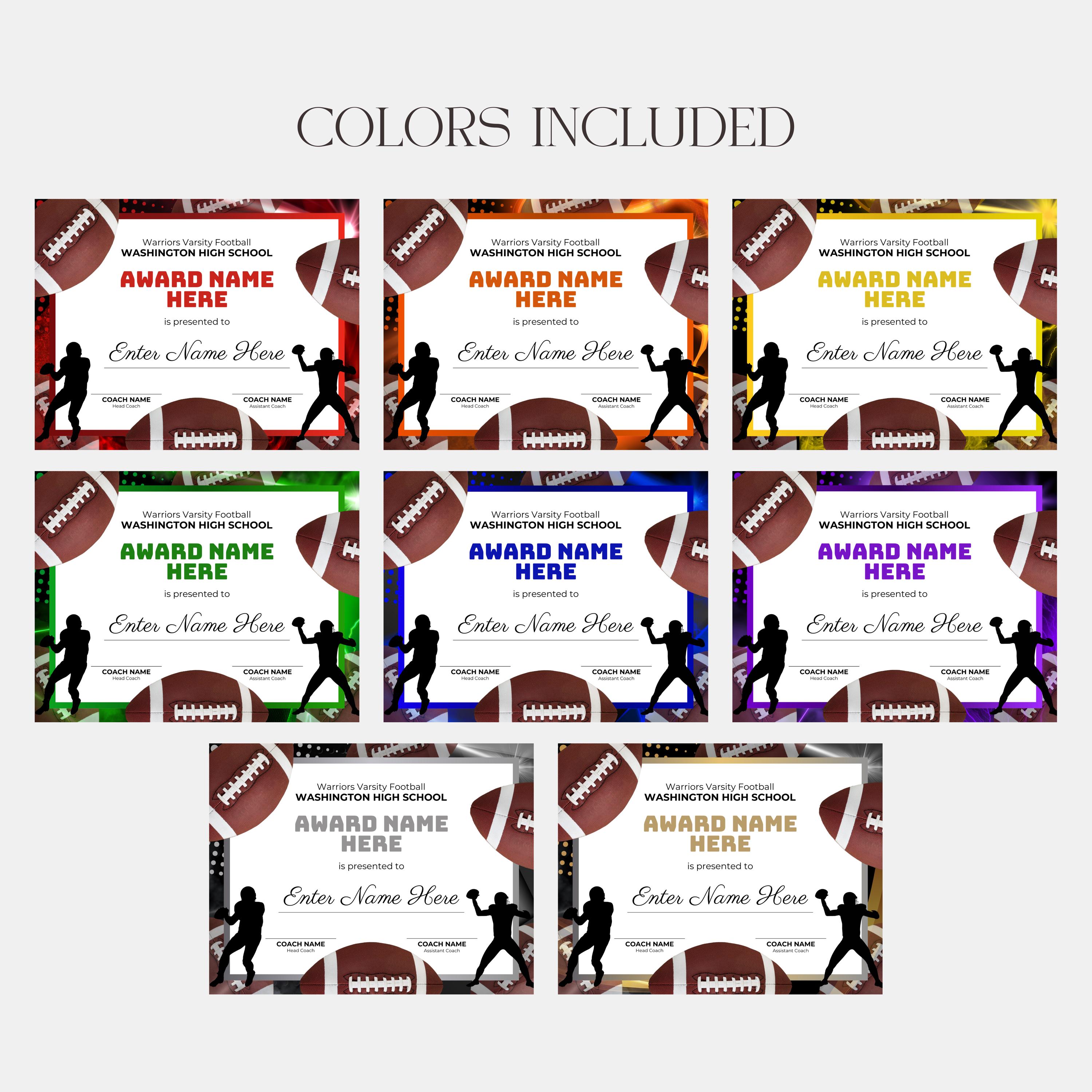 Editable Football Awards Template, Custom Football Award Certificates ...