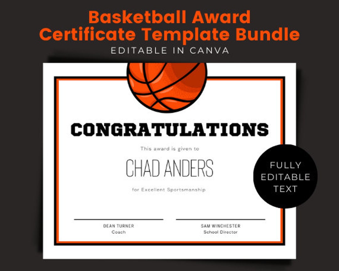 End of Season Basketball Awards Editable Basketball Award - Etsy UK