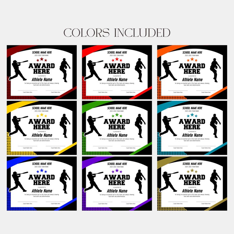 Personalized Baseball Award Certificates Editable Team Awards (PDF) - Etsy