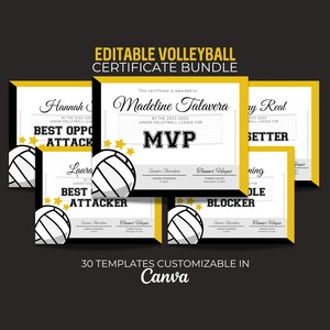 End of Season Volleyball Awards Bundle, Editable Volleyball ...