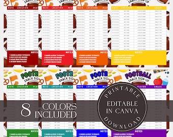 Editable Football Snack Sign up Sheet, Game Day Schedule Canva Template ...
