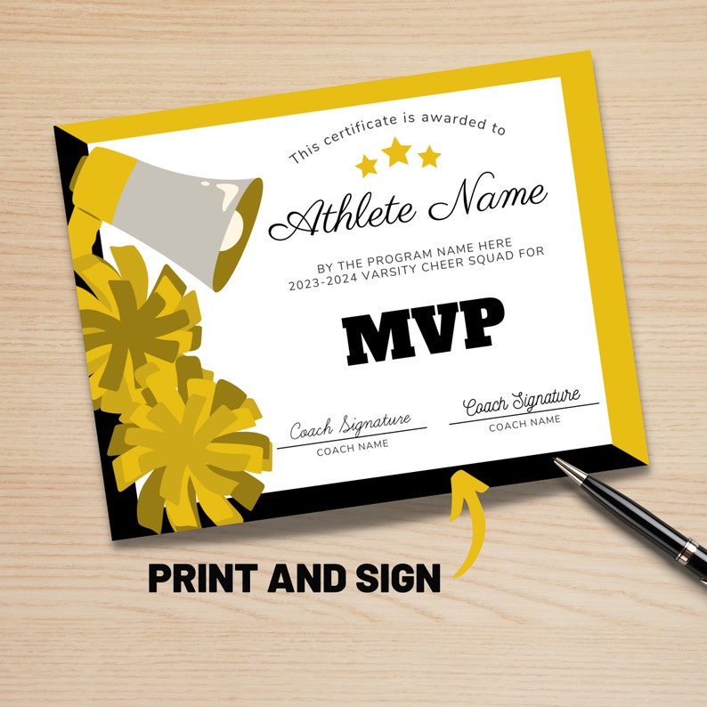 Editable Cheerleading Certificate Cheer Squad Awards - Etsy