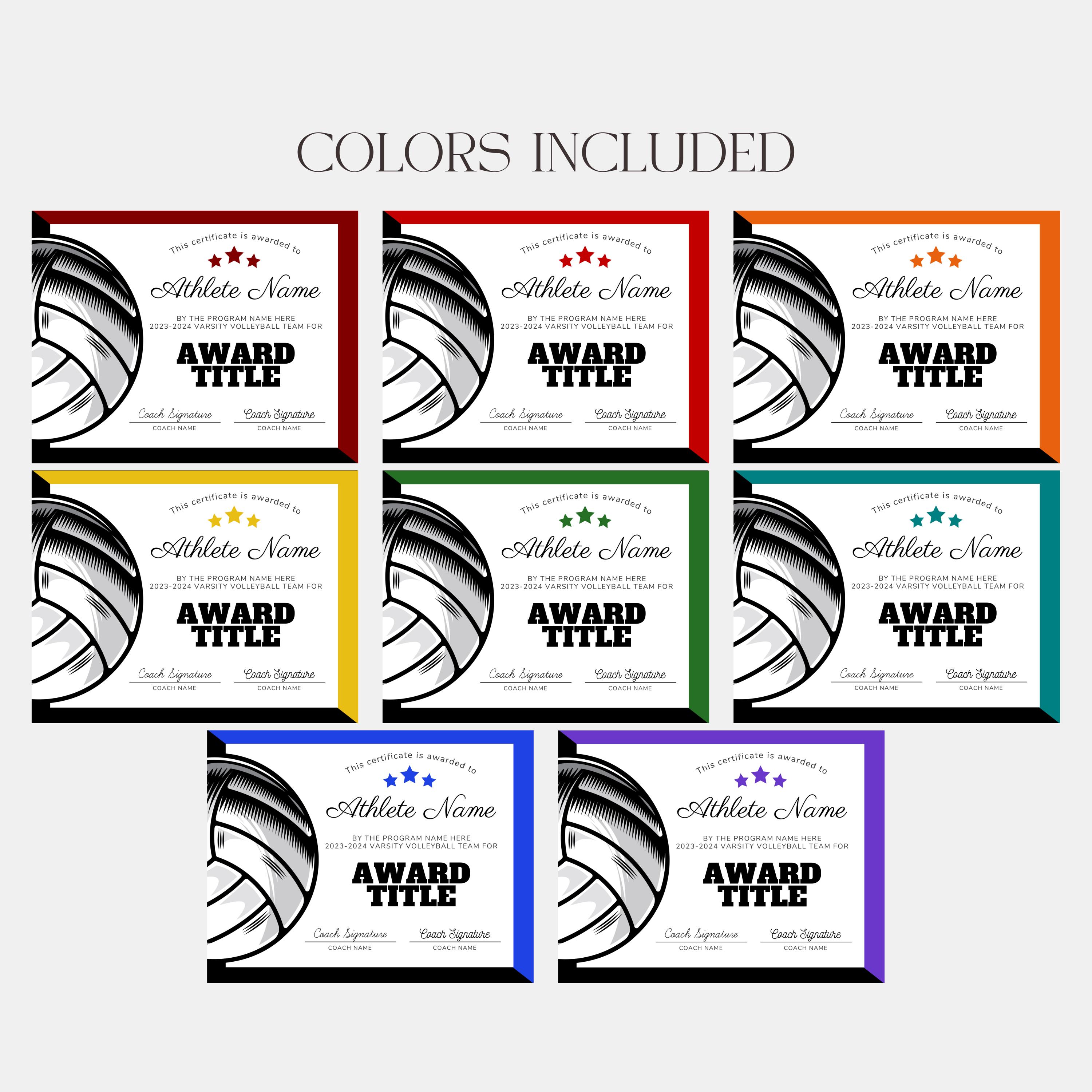 Editable Volleyball Awards Certificates Bundle Team Party Printables ...